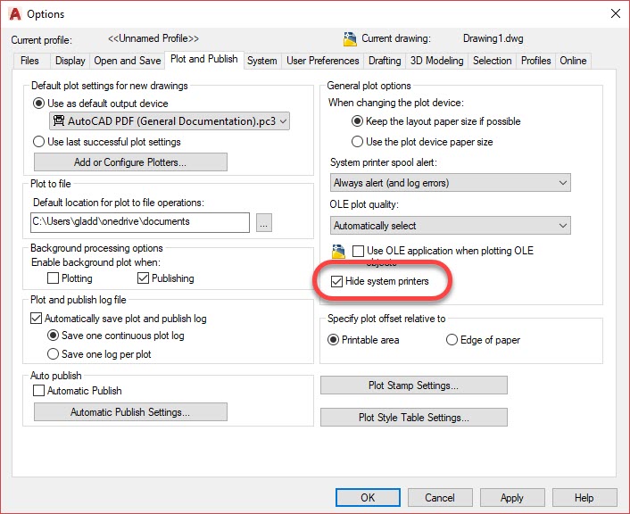 Simplify Autocad Plotting By Hiding System Printers The Cad Geek